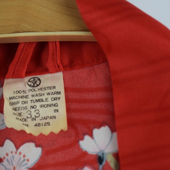 Intimates & Sleepwear | Vintage Women Size Osfm Red Floral Kimono Robe ...
